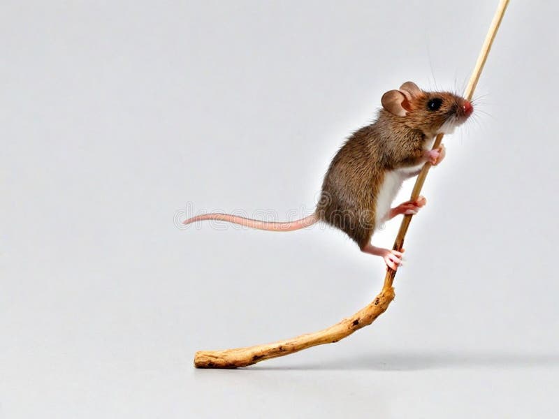 A Mouse Balancing on a Stick Isolated on White Background,generative Ai ...