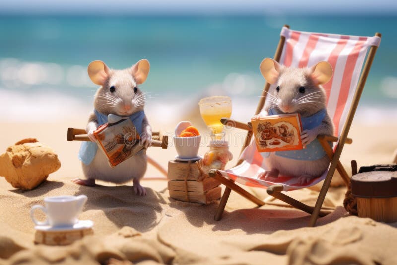 Mouse Beach Vacation. Generate Ai Stock Illustration - Illustration of ...