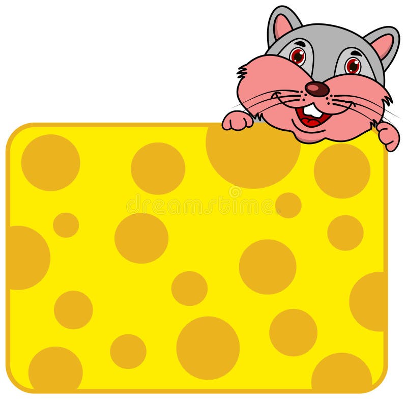 A Mouse Behind a Large Piece of Cheese Stock Illustration ...