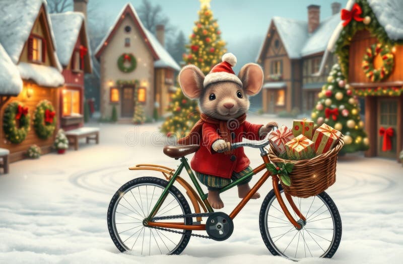 Mouse on a Bicycle at 21-11-2024 Stock Illustration - Illustration of ...