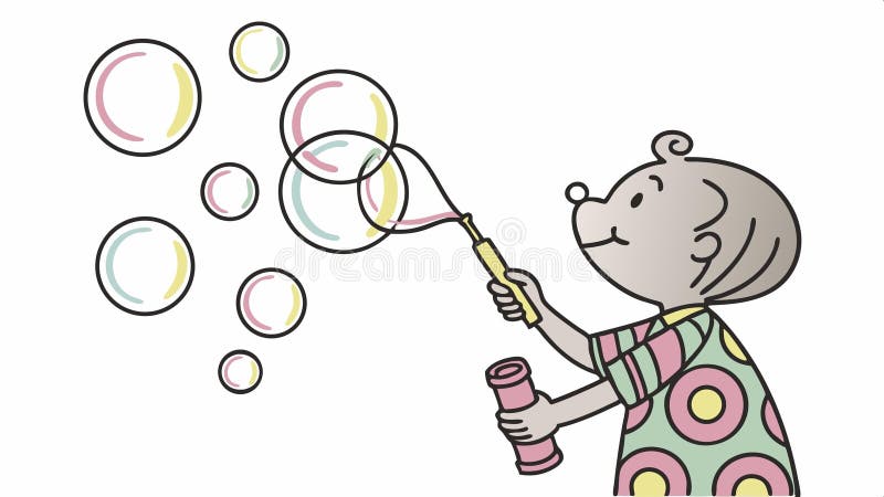 Mouse Blowing Bubbles, Whimsical Animal Scene Vector Design Generative ...