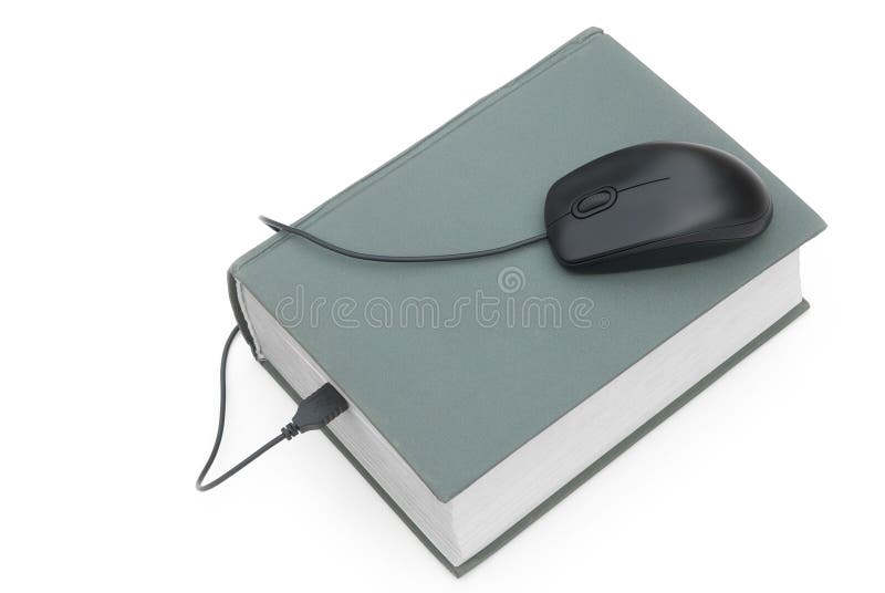 Hand with Computer Mouse and Books Stock Photo - Image of information ...