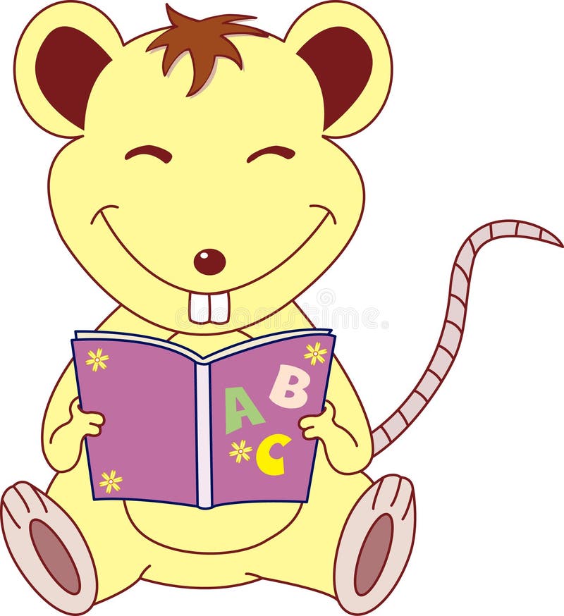 A mouse with a book stock vector. Illustration of screen - 7626206