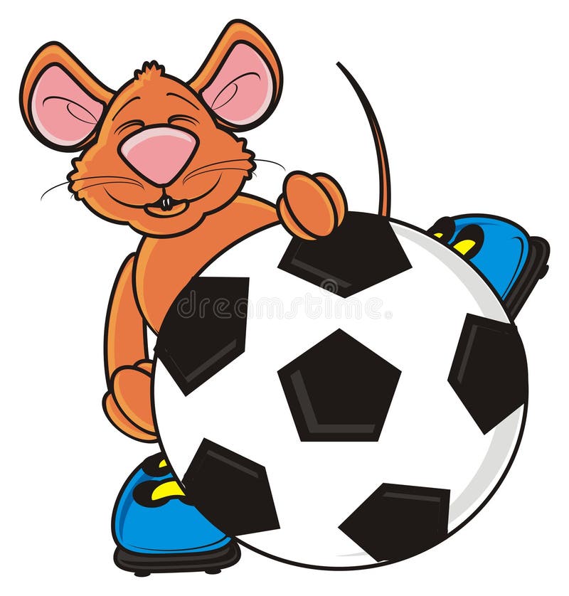 Mouse in Boots Holding a Soccer Ball Stock Illustration - Illustration ...