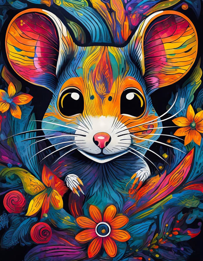 Mouse Bright Colorful and Vibrant Poster Illustration Stock ...