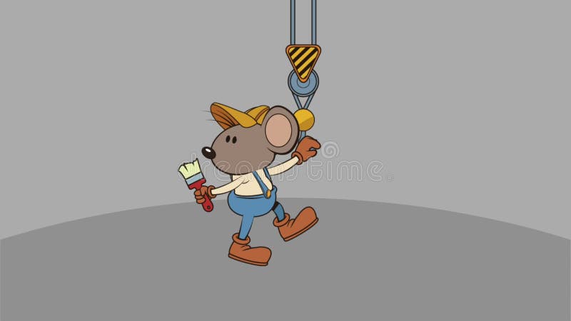 Mouse Builder Hanging in Crane Character Animation Stock Video - Video ...