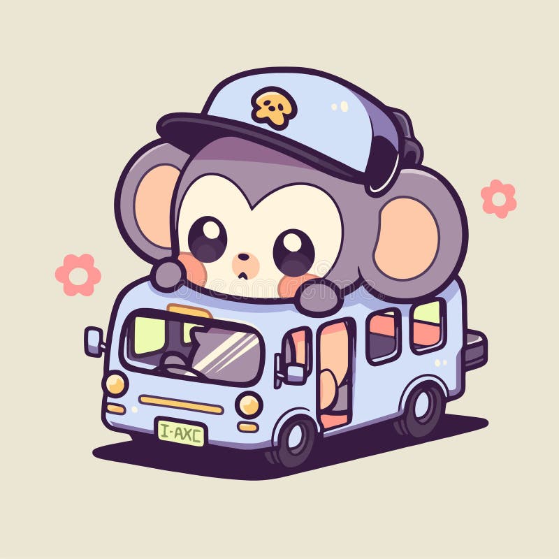A Mouse on a Bus that Says the Word Van on it. Stock Illustration ...