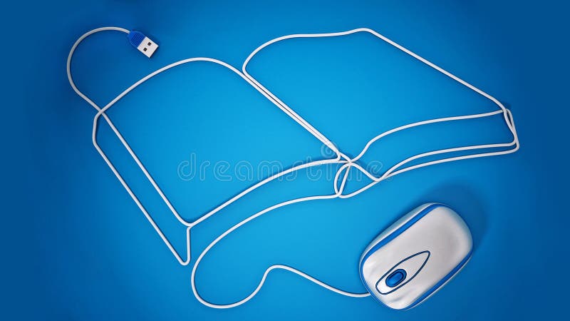 Mouse Cable Formes a Book Shape. 3D Illustration Stock Illustration ...