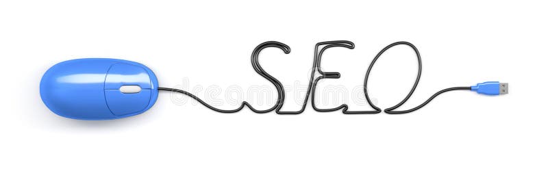 Mouse with cable text SEO stock illustration. Illustration of digital ...