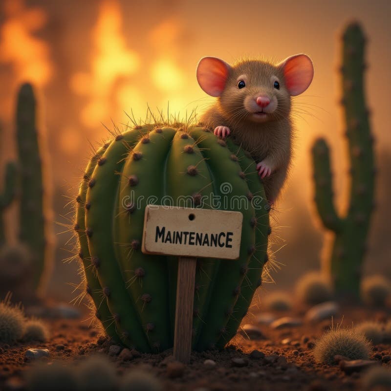 Mouse on Cactus Generative AI Stock Illustration - Illustration of ...