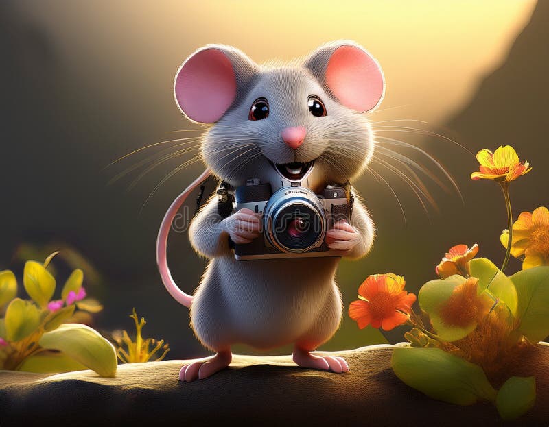 Mouse with camera cartoon stock image. Image of wild - 388670247