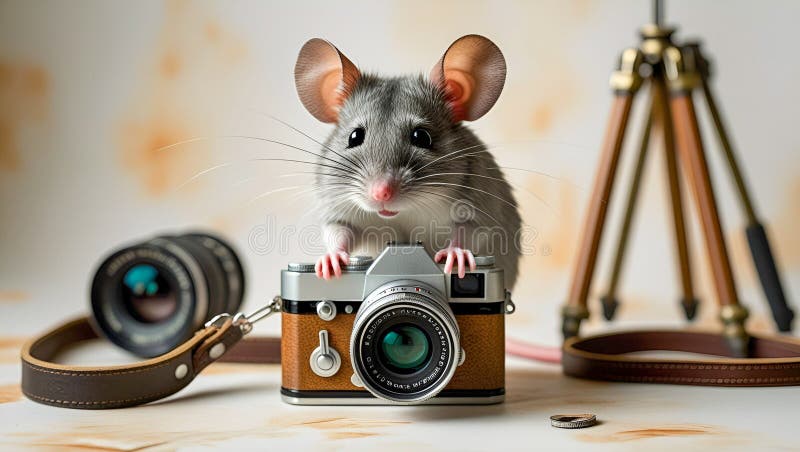 Mouse with a Camera in the Studio Stock Image - Image of camera, animal ...