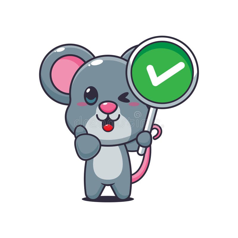 Mouse Cartoon Vector Illustration with Correct Sign Stock Vector ...