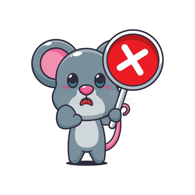 Mouse Cartoon Vector Illustration with Wrong Sign Stock Vector ...