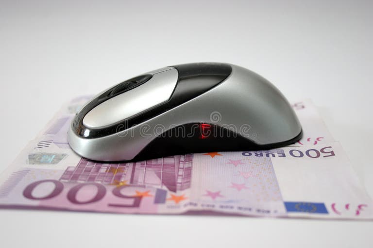 Mouse with cash euro stock image. Image of euro, click - 730173