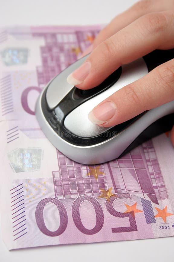 Mouse with cash euro stock image. Image of work, isolate - 730217