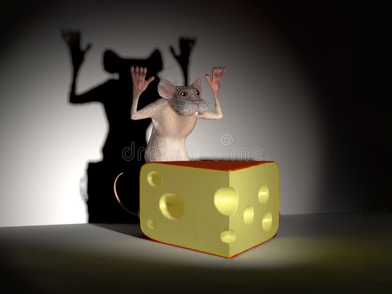 Mouse caught with cheese stock illustration. Illustration of pest ...