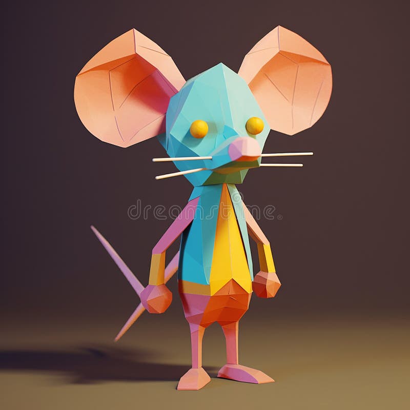 Cute, Adorable, Paper Crafted Mouse Character. Stock Illustration ...