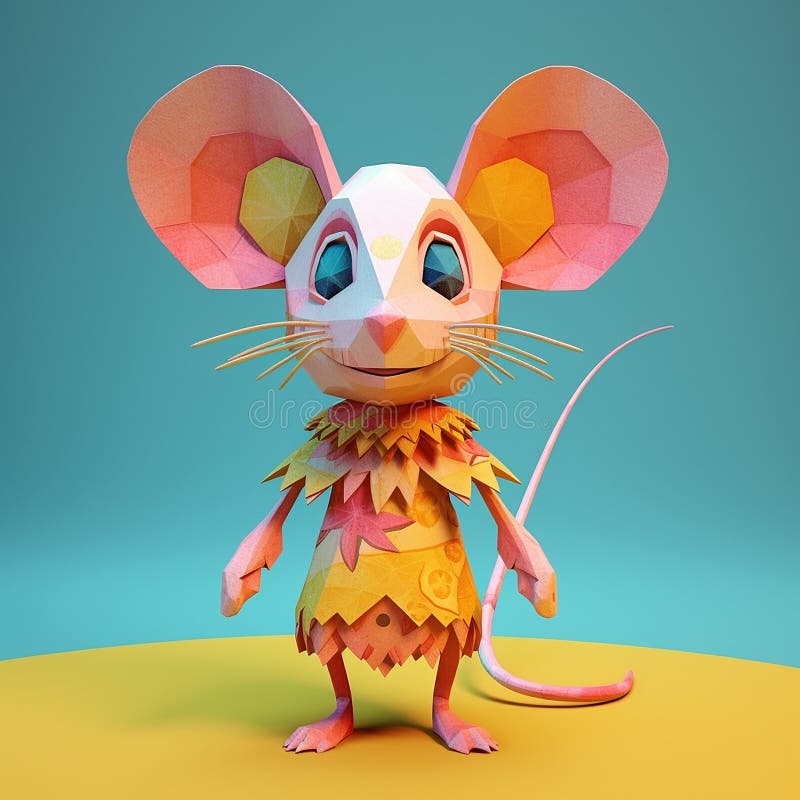 Cute, Adorable, Paper Crafted Mouse Character. Stock Illustration ...