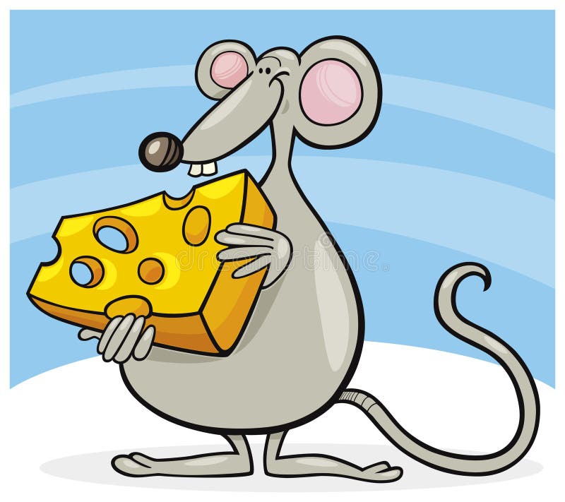 Mouse with Cheese Cartoon Illustration Stock Vector - Illustration of ...