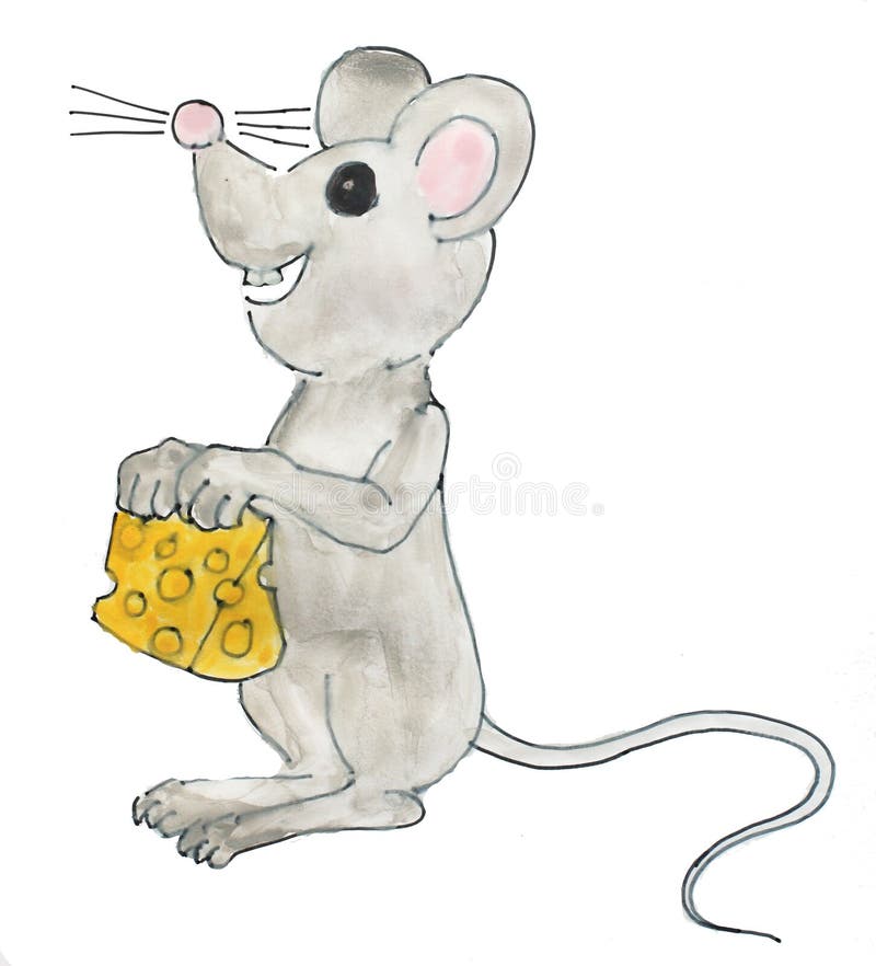 Mouse with cheese stock illustration. Illustration of isolated - 18706027