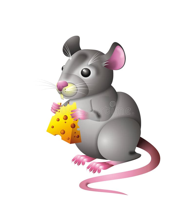 Cute Cartoon Mouse Whit Cheese Stock Illustration - Illustration of ...