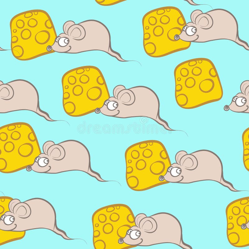 Mouse and Cheese. Bright Vector Seamless Pattern Stock Vector ...