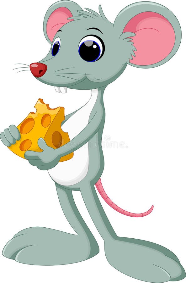 Mouse and cheese cartoon stock illustration. Illustration of cheerful ...