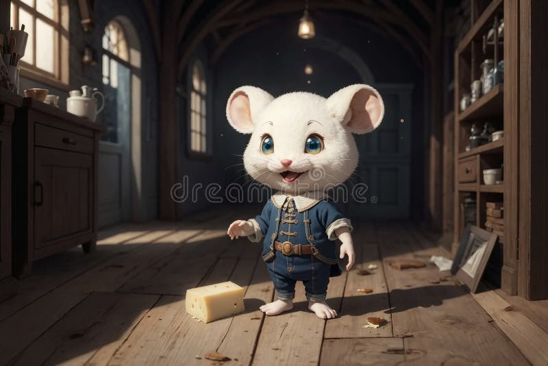 Mouse with Cheese in the Kitchen. Generative Ai Stock Illustration ...