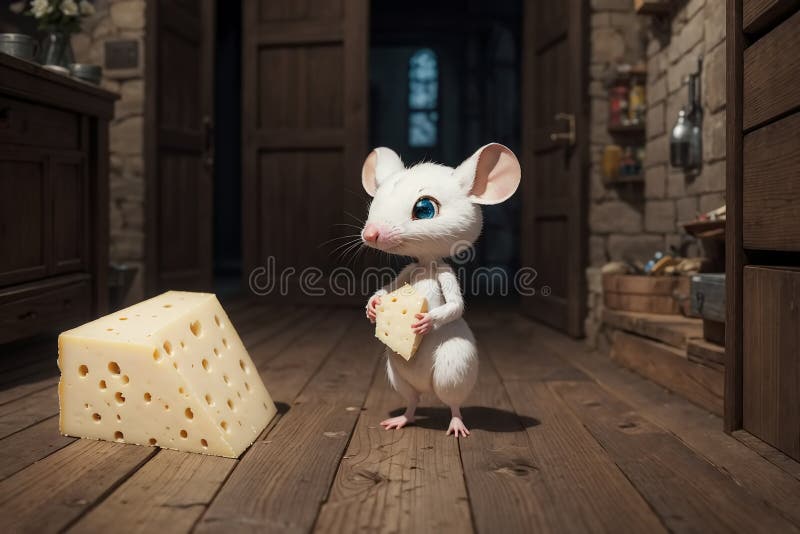Mouse with Cheese in the Kitchen. Generative Ai Stock Illustration ...