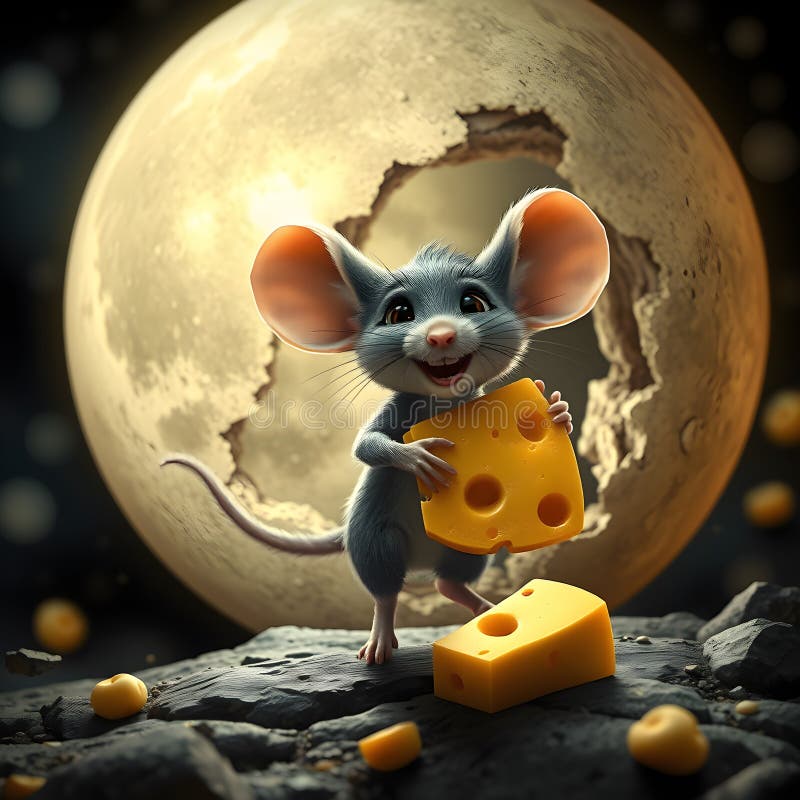 Mouse with cheese stock illustration. Illustration of funny - 339185090