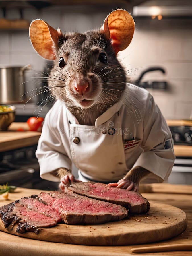 The Mouse Chef Cooks a Steak Menu. Stock Illustration - Illustration of ...