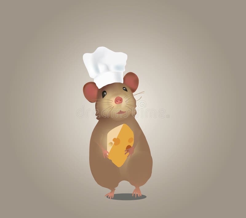 Mouse Chef with Hat and Cheese. Illustration of a Mouse Stock Vector ...