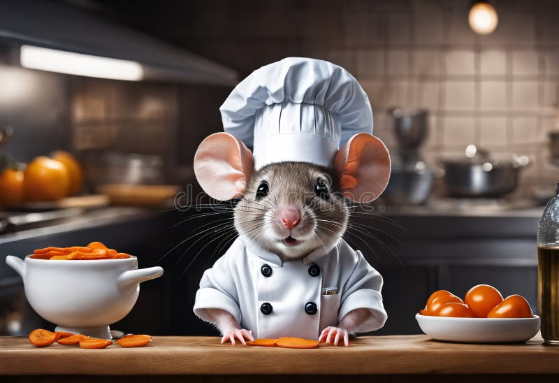 Mouse Chef in a Restaurant Kitchen. Generative AI Stock Illustration ...