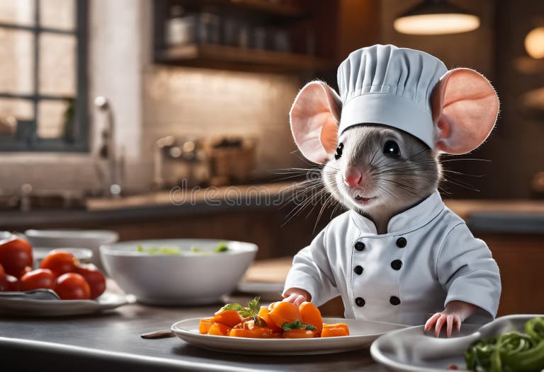 Mouse Chef in a Restaurant Kitchen. Generative AI Stock Illustration ...