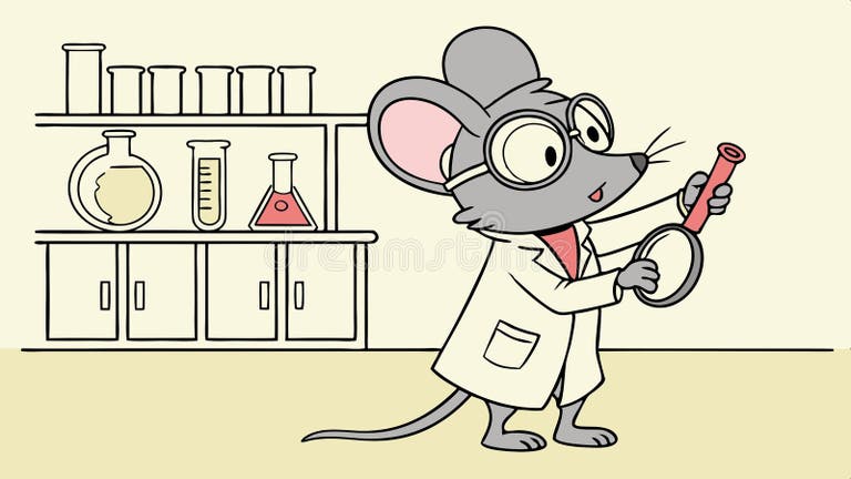 Mouse Chemist in Lab, Science Experiment Design Element Vector Design Generative AI Stock Vector ...