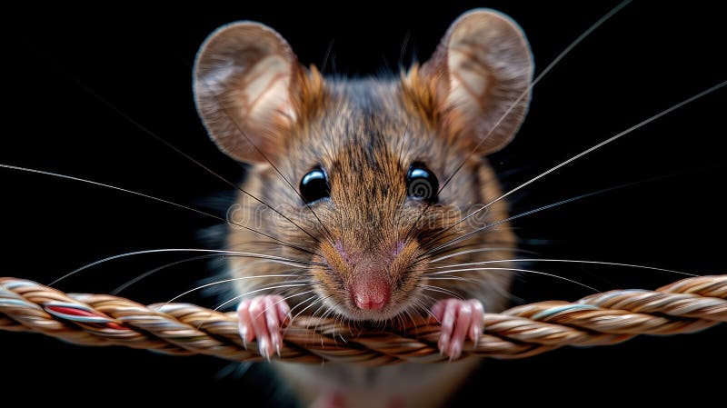 Mouse Chewing on Electrical Wire during Nighttime in Dimly Lit ...