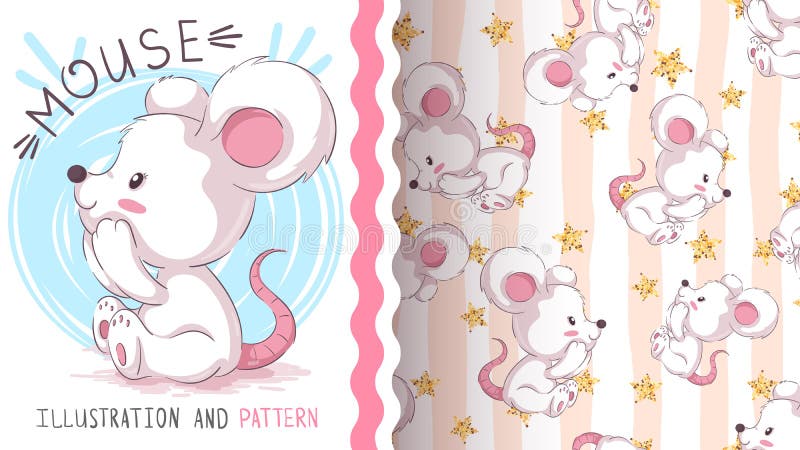 Mouse Childish Cartoon Character Animal - Seamless Pattern Stock Vector ...