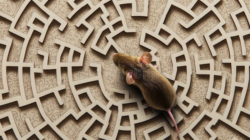 Mouse in Circular Maze, Problem Solving Concept Stock Image - Image of ...