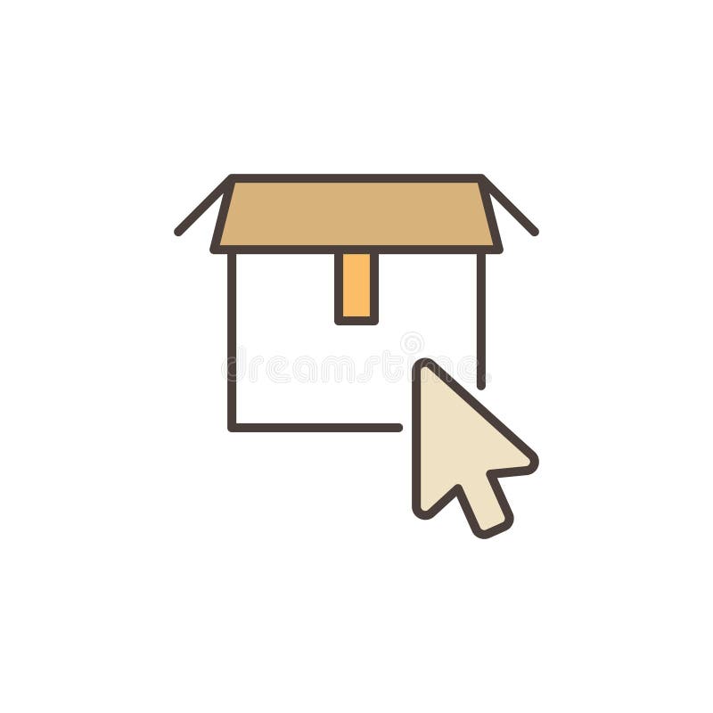 Mouse Click on Ð¡ardboard Box Vector Concept Colored Icon Stock ...