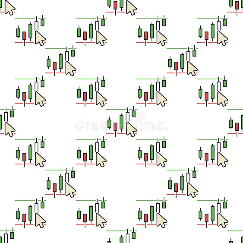 Mouse Click on Candlestick Chart Vector Colored Seamless Pattern Stock ...