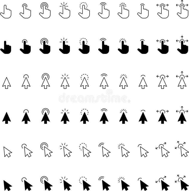 Mouse Click Cursor Icon. Hand Mouse Pointer Pictogram on Transparent ...