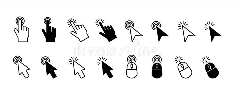 Mouse Click Cursor Icon Set. Hand Finger and Arrow Cursor Pointer ... Mouse Click Cursor Icon Set. Hand Finger and Arrow Cursor Pointer ...