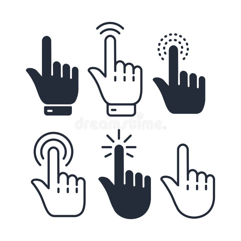 Mouse Click Cursor Set. Pointer Hand Click. Vector Stock Illustration ... Mouse Click Cursor Set. Pointer Hand Click. Vector Stock Illustration ...
