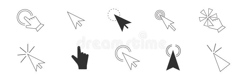 Mouse Click Cursors and Pointer Set Icon, Line Choice Button. Click ...
