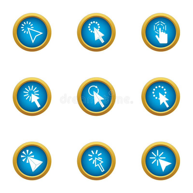 Mouse Click Icons Set, Flat Style Stock Vector - Illustration of ...