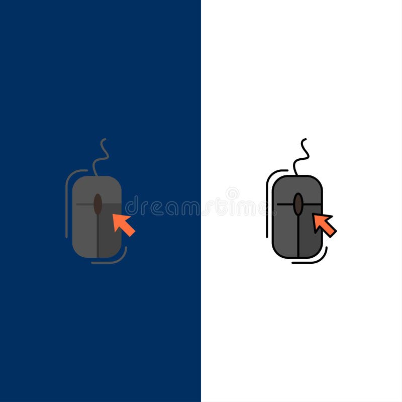 Mouse, Click, Internet, Online, Shopping Icons. Flat and Line Filled ...