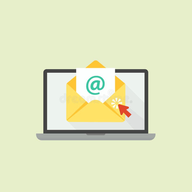 Mouse Clicking To Open Email on the Laptop Screen Stock Vector ...