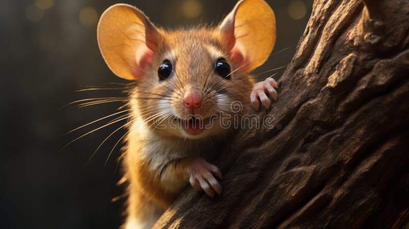 A mouse climbing a tree stock illustration. Illustration of nature ...