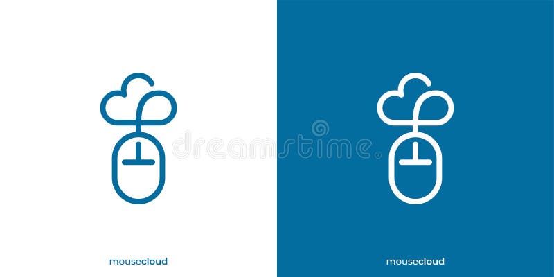 Mouse Cloud Logo. Mouse and Cloud with Lineart Outline Style Stock ...